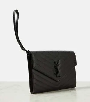 Saint Laurent Cassandre Matelasse Leather Clutch - Black