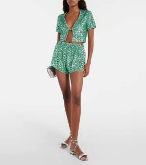 Oseree Sequined Crop Top