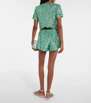Oseree Sequined Crop Top