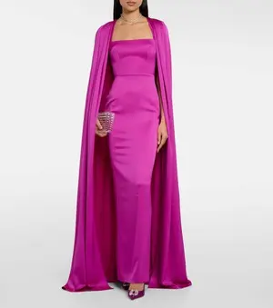 Alex Perry Caped Satin Gown