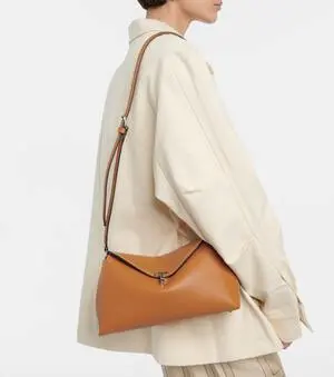 TOTEME T-lock Leather Clutch - Brown
