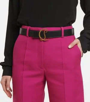 CHRISTIAN LOUBOUTIN Logo Buckle Leather Belt - Black
