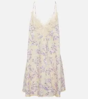 Zimmermann Halliday Lace-trimmed Floral Linen Slip Dress - Yellow