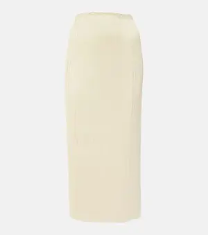 Vince Pleated Satin Midi Skirt