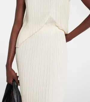 Vince Pleated Satin Midi Skirt
