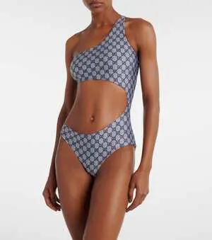 Gucci Gg Cutout One-shoulder Swimsuit