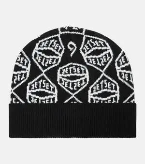 JETSET Logo Wool-blend Beanie - Black