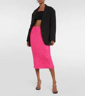 ROTATE BY BIRGER CHRISTENSEN Sequined Midi Skirt