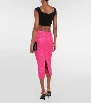 ROTATE BY BIRGER CHRISTENSEN Sequined Midi Skirt