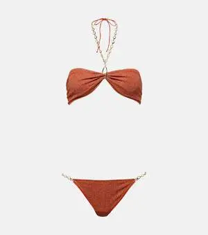 Oseree Lumière O Chain Lamé Bikini - Orange