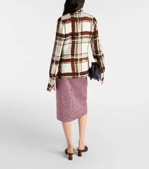 Dries Van Noten Checked High Neck Long Sleeve Top