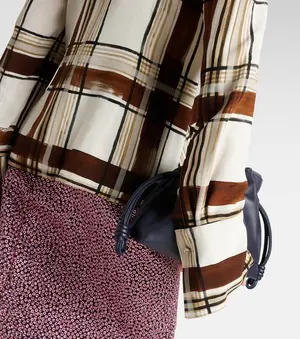 Dries Van Noten Checked High Neck Long Sleeve Top