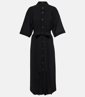 JOSEPH Arcade Plisse Midi Dress - Black