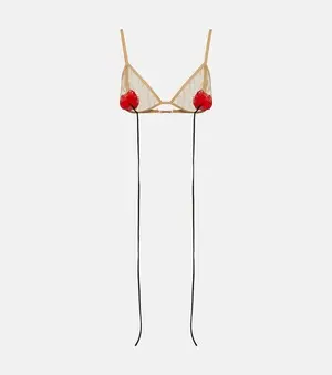 NENSI DOJAKA Floral-applique Mesh Bra - Multicoloured