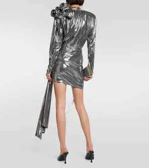 Magda Butrym Metallic Ruched Miniskirt