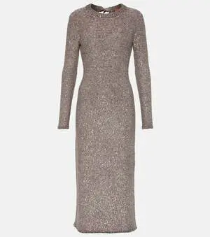 Altuzarra Cindy Metallic Knit Maxi Dress - Grey
