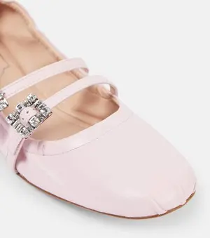 ROGER VIVIER Crystal-embellished Leather Mary Jane Flats