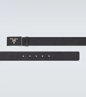Prada Saffiano Leather Logo Belt - Black
