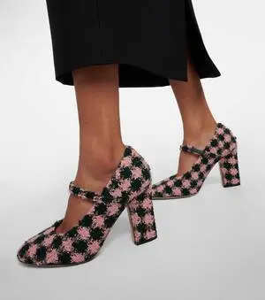EMILIA WICKSTEAD Checked Tweed Mary Jane Pumps