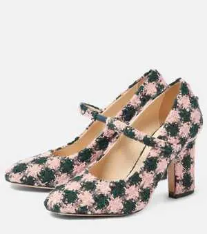 EMILIA WICKSTEAD Checked Tweed Mary Jane Pumps