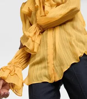 Etro Ruffled Silk Blouse - Yellow