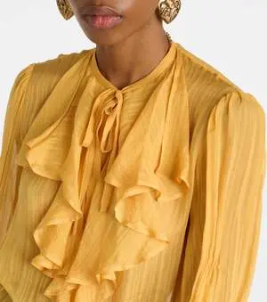 Etro Ruffled Silk Blouse - Yellow