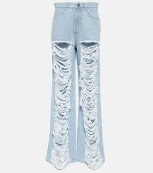 DION LEE Distressed Wide-leg Jeans