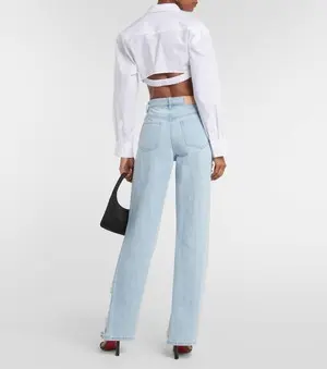 DION LEE Distressed Wide-leg Jeans
