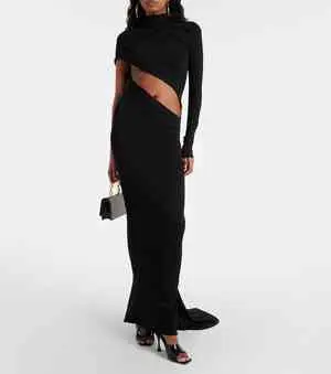 LAQUAN SMITH Asymmetric Cutout Gown