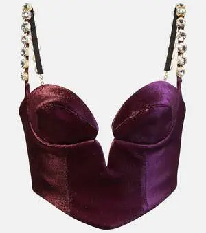 AREA Embellished Cropped Top
