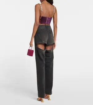 AREA Embellished Cropped Top