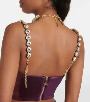 AREA Embellished Cropped Top