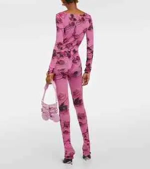 Blumarine Semi-sheer Printed Leggings