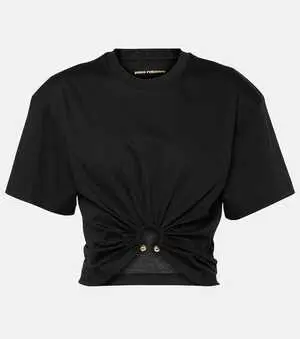 Rabanne Gathered Crop Top - Black