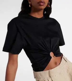 Rabanne Gathered Crop Top - Black