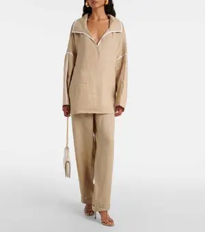 Tory Burch Linen Wide-leg Pants