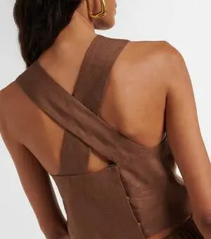 Asceno Cozumel Linen Tank Top - Brown