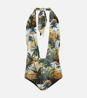 Johanna Ortiz Hidden Paradise Halterneck Swimsuit - Multicoloured