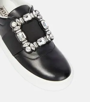ROGER VIVIER Very Vivier Embellished Leather Sneakers