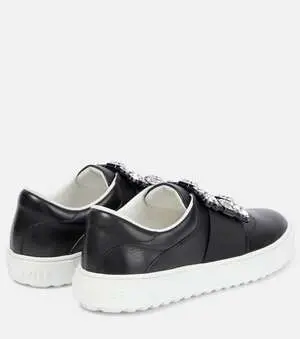 ROGER VIVIER Very Vivier Embellished Leather Sneakers