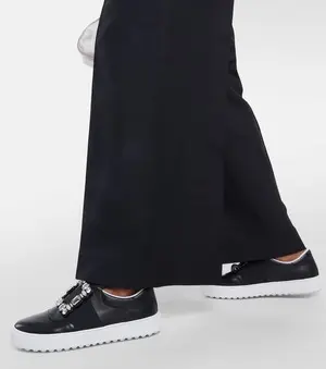 ROGER VIVIER Very Vivier Embellished Leather Sneakers