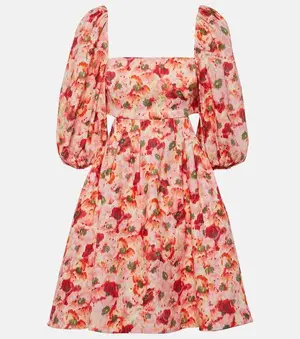 Zimmermann Lightburst Cutout Floral Linen Minidress - Red
