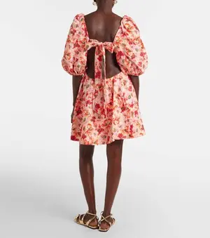 Zimmermann Lightburst Cutout Floral Linen Minidress