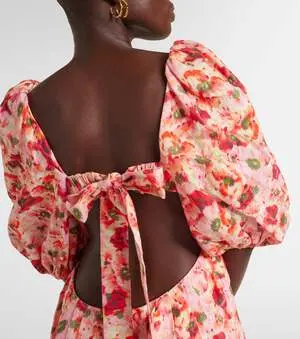 Zimmermann Lightburst Cutout Floral Linen Minidress
