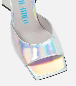 Attico Devon Leather Mules - Silver