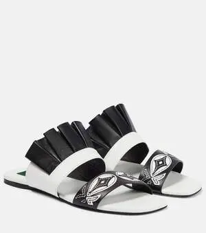 Emilio Pucci Embroidered Leather Sandals - Multicoloured