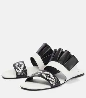 Emilio Pucci Embroidered Leather Sandals - Multicoloured