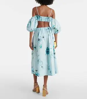 Zimmermann Lightburst Floral Cotton Midi Skirt