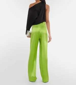 THE SEI Draped One-shoulder Silk Satin Top