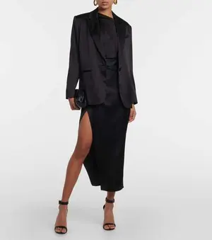 THE SEI Draped One-shoulder Silk Satin Top